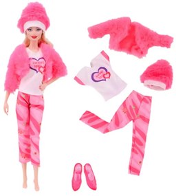 Módní oblečení pro Barbie - sady oblečení Varianta: Z766 tmavě růžový set s čepicí
