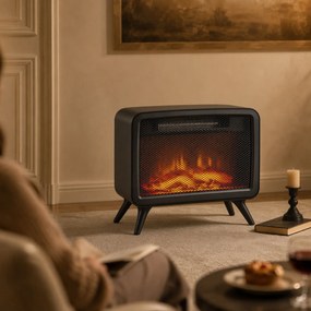 HOMCOM Elektrický krb 800/1600W elektrický krb s topením, odnímatelný podstavec, nastavitelný termostat, 3D efekt plamene