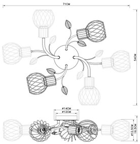 Globo 54113-6D - Přisazený lustr LALLY 6xE27/40W/230V