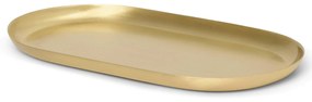 ferm LIVING Kovový tác Basho Brass Oval, zlatá barva, kov