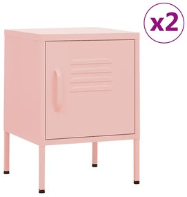 Noční stolky 2 ks růžová 35 x 35 x 51 cm ocel 3095209