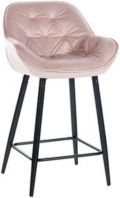 Barová židle Gibson ~ samet, kovové nohy černé - Růžová