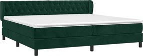 Box spring postel s matrací tmavě zelená 200x200 cm samet 3127694