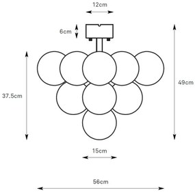 Markslöjd 108845 - Přisazený lustr MERLOT 13xG9/18W/230V pr. 56 cm černá/kouřová