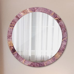 Kulaté dekorativní zrcadlo Mramor s přidáním zlata fi 90 cm