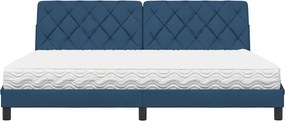 Postel s matrací modrá 200 x 200 cm textil 3310768