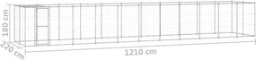 vidaXL Venkovní psí kotec se střechou ocel 26,62 m² [3082307] Barva: Černo-stříbrný