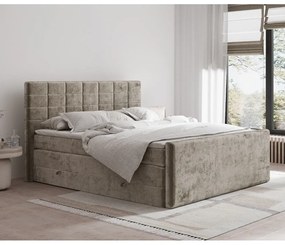 Světle hnědá boxspring postel s úložným prostorem 200x200 cm Ava – Maison de Rêve