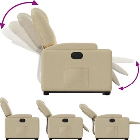 Elektrické zvedací polohovací křeslo krémové textil 3204401