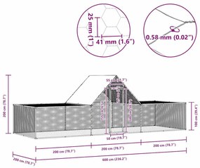 vidaXL Marketos Klec pro kuřata 6 x 2 x 2 m pozinkovaná ocel