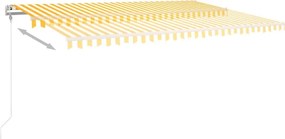 Automatická zatahovací markýza 500 x 350 cm žlutobílá 3069028