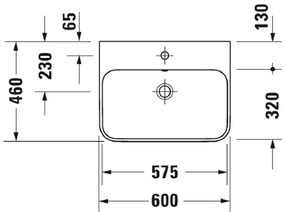 Duravit Happy D.2 Plus - Umyvadlová mísa broušená, 60x46 cm, antracit matná a bílá, 2360606100