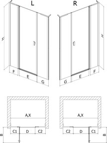 Mexen, Mexen Mist L Otočné pravé sprchové dveře 145 cm, černý rám - 8A4L-145-001-70-70-P