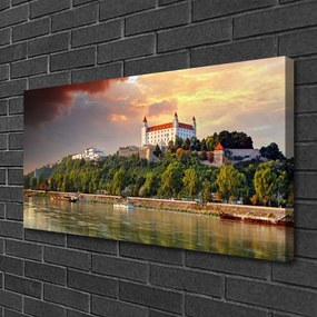 Obraz na plátně Město Jezero Krajina 120x60 cm