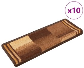 Nášlapy na schody samolepicí 10 ks 65x21x4 cm hnědé 149845