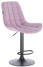 Velurová barová židle PARIS - světle fialová na černé podstavě