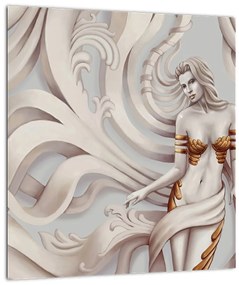 Obraz bohyně s florálním motivem (30x30 cm)