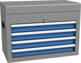 DURHAND Kovová Toolbox s 4 Zásuvkami a Zámkem - Horní Plocha a Boční Rukojeti - Nosnost 20 kg - 45x24,5x32,5 cm - Šedá a Modrá | Aosom