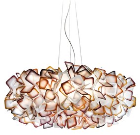 Slamp Clizia large, závěsné designové svítidlo z Opalflexu s oranžovým okrajem, 4x12W E27, prům. 78cm