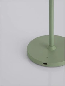 NV 9223405 Venkovní stolní lampa SEINA olivově zelený hliník a akryl LED 2W 2700K 5V DC IP54 vypínač na těle nabíjecí s PG základnou nebo USB C kabelem - NOVA LUCE