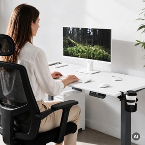 Elektrický stůl s nastavením výšky ergonomický antracitově-bílý, 1400x700 mm: ARIA