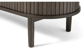 Hnědá komoda v dekoru dubu s posuvnými dveřmi 140x76x45 cm Meta – Unique Furniture