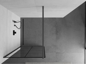 Mexen Kioto, sprchová zástěna Walk-In 90 x 200 cm, 8mm čiré sklo černý vzor, ​​grafitový profil, 800-090-101-95-77