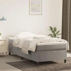 vidaXL Box spring postel s matrací 90x190 cm samet [3144653] Barva: světle šedá