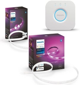 Sada chytrého osvětlení philips hue lightstrip plus v4 emea 2m base kit + hue lightstrip plus v4 emea 1m ext + philips hue b