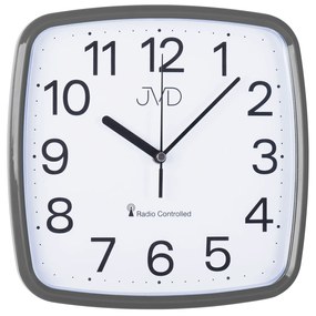 Šedivo-stříbrné hranaté rádiem řízené levné hodiny JVD RH616.6