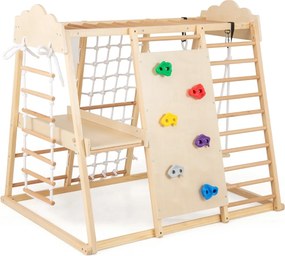 Costway 8-in-1 Gymnastický set v džungli Dřevěné Montessori šplhací hračky