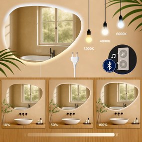 Koupelnové zrcadlo Almafie 65x75 s Bluetooth – čiré sklo