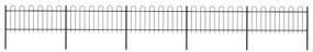 Zahradní plot s obloukem nahoře ocelový 838 x 80 cm černý 277651