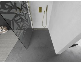 Mexen Kioto L, sprchová zástěna Walk-In 70 x 200 cm, 8mm čiré sklo bílý vzor, ​​zlatý lesklý profil, 800-070-103-50-78