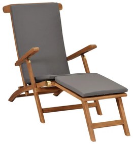 Polohovací židle s poduškou tmavě šedá masivní teakové dřevo,  47409 HangarStore.cz