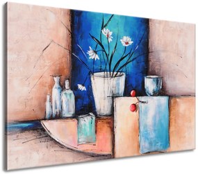 Gario Ručně malovaný obraz Kopretiny v květináči Rozměry: 120 x 80 cm