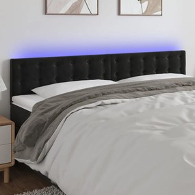 Čelo postele s LED černé 200x5x78/88 cm samet 3122114