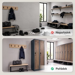 Dvoukomorová zaměstnanecká skříňka antracitová, ořech, 600x1800x500 mm: KACPER II Eco Design