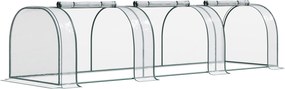 Outsunny Malý Skleník 350x100x80 cm Zahradní Skleník s 3 Rolovacími Okny Ocelová Rám pro Plodiny, Rostliny, Květiny Průhledný | Aosom