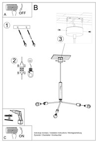 Lustr Duomo 3, černé tělo svítidla