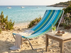 Skládací plážové lehátko SAND, modro-bílé