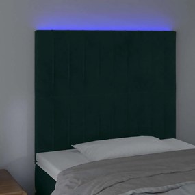 Čelo postele s LED tmavě zelená 100x5x118/128 cm samet 3122707
