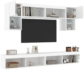 6dílná obývací stěna s LED osvětlením bílá kompozitní dřevo