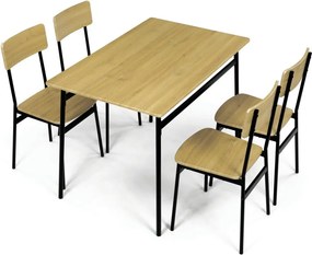Set jídelní (1+4), MDF dekor divoký dub, černý kov (110 x 70) cm hnědá