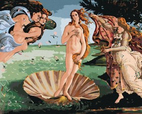 zuty malování podle čísel - zrozeni venuše (s. botticelli), 80x100 cm, bez rámu a bez vypnutí plátna
