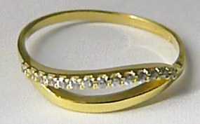 Klenoty Budín Dámský celozlatý prsten posetý mnoha zirkony vel. 56 585/1,73gr 223041269