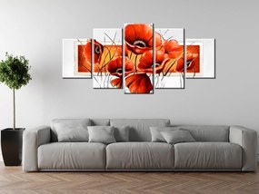Gario Ručně malovaný obraz Silný Vlčí mák - 5 dílný Rozměry: 100 x 70 cm
