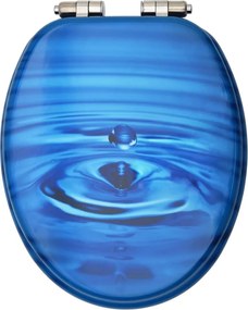 vidaXL WC sedátko s funkcí pomalého sklápění MDF modré vodní kapka [146913]