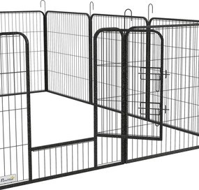PawHut Deluxe modulární ocelová epoxidová ohrada se zámkem pro psy, králíky, hlodavce a další malá zvířata, 80 x 80 cm, šedá | Aosom