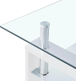 Konferenční stolek bílý a průhledný 95x55x40 cm tvrzené sklo 330304